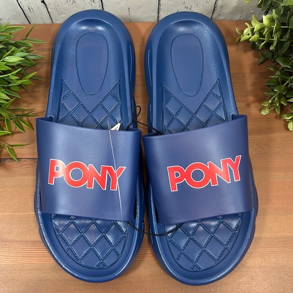 Pony | Shoes | Pony Mens Pool Slide Large Pony Logo Swim Sandals | Poshmark